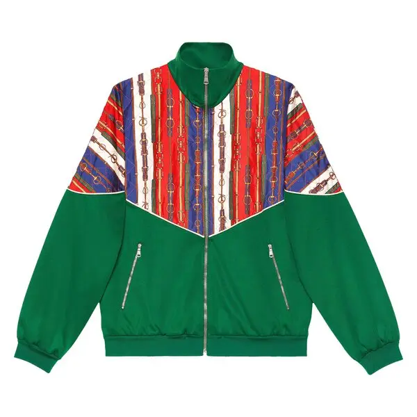 Gucci Belts Print Oversize Bi-material Jacket