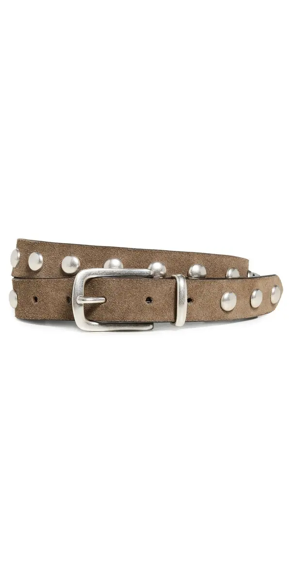 Anderson's Slim Studded Suede Belt - Olive F16