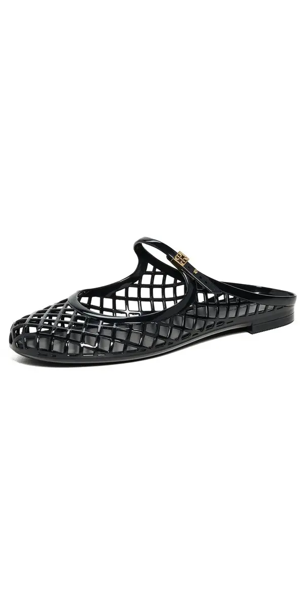 Tory Burch Mellow Jelly Mary Jane Flats - Perfect Black / Gold