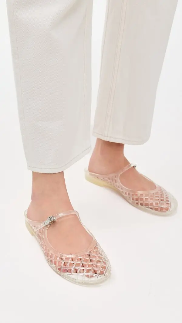 Tory Burch Mellow Mary Jane Flats - Clear/silver