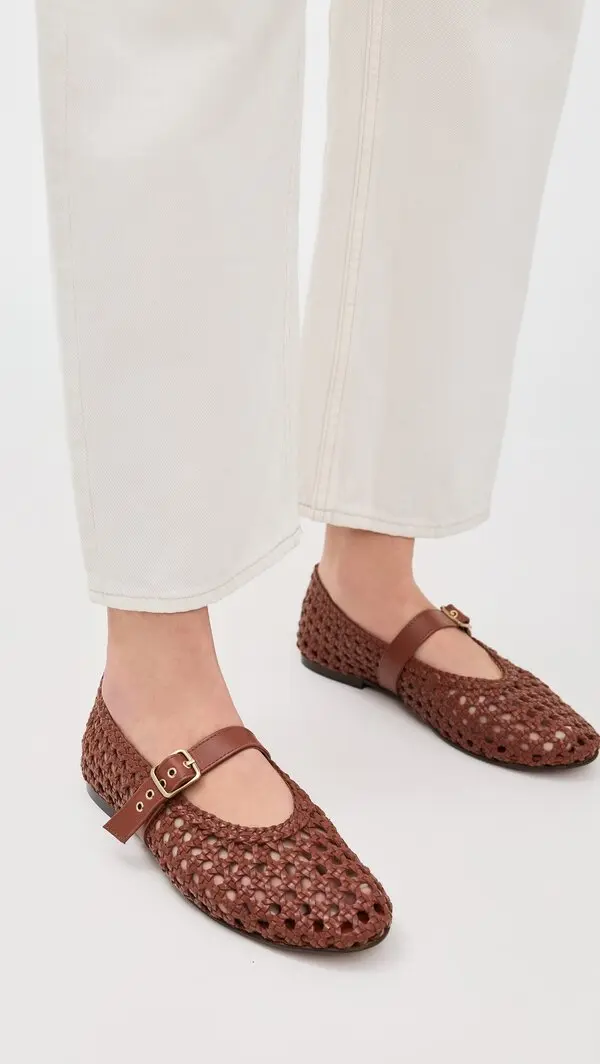 Madewell The Remy Mary Jane Woven Leather Flats Dusty Redwood