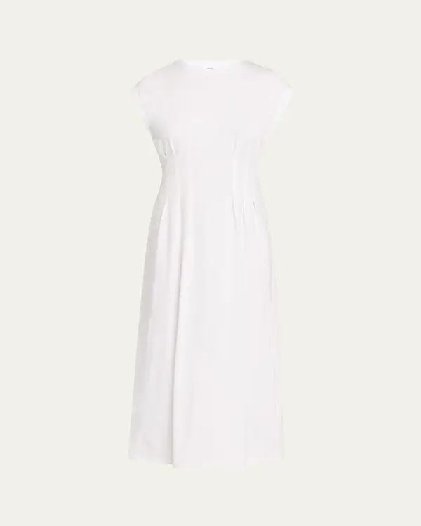 FRAME Nipped Jersey Midi Dress | A-line, Sleeveless - White-0
