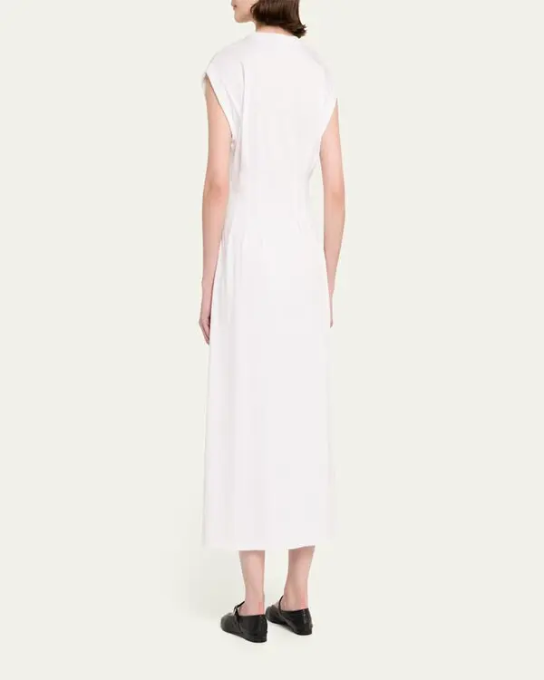 FRAME Nipped Jersey Midi Dress | A-line, Sleeveless - White-0