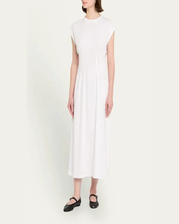 FRAME Nipped Jersey Midi Dress | A-line, Sleeveless - White-0