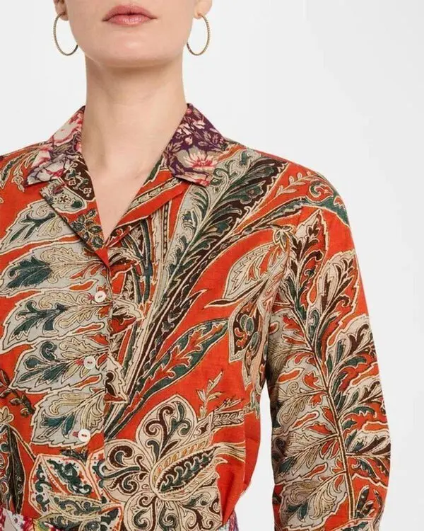 PIERRE-LOUIS MASCIA Floral-print Cotton Midi Shirtdress - Orange Multi