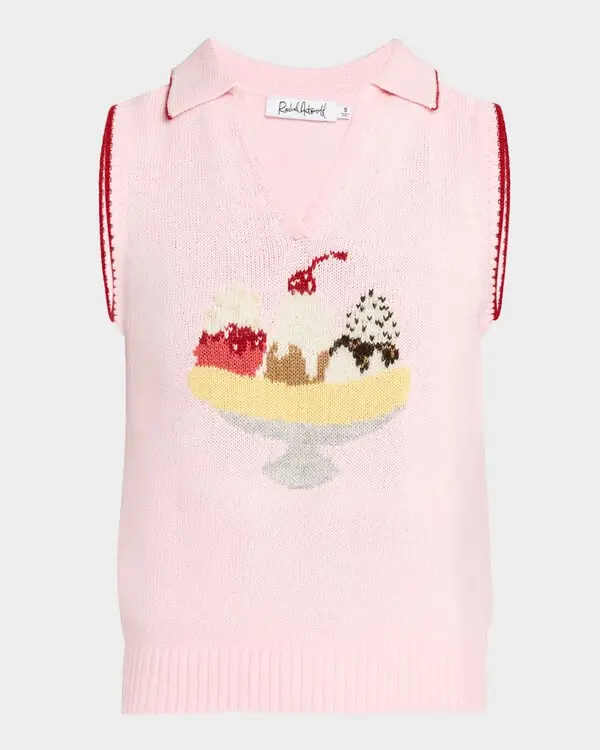 RACHEL ANTONOFF Banana Split Polo Vest - Strawberry Pink