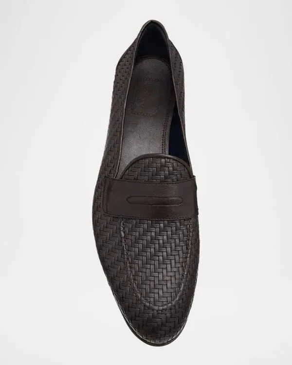 Brioni Woven Napa Leather Penny Loafers - Mhgny