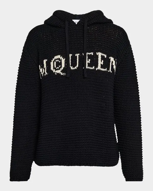 Alexander McQueen Logo Cropped Hoodie - Lead/ivory