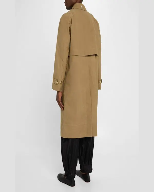 Simone Rocha Trench Car Coat With Daisy Embroidery In Stone