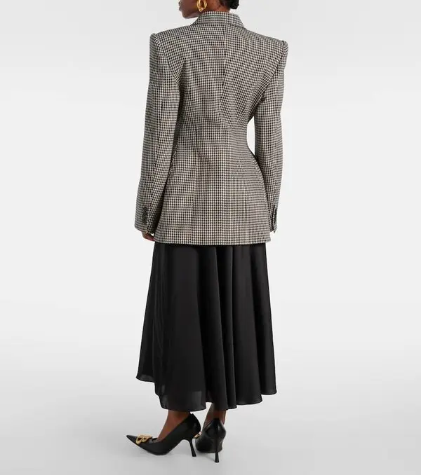 Balenciaga Houndstooth Wool Blazer - Black