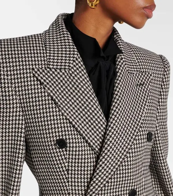 Balenciaga Houndstooth Wool Blazer - Black