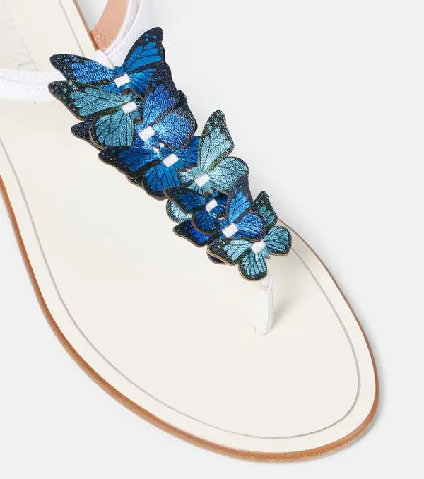 AQUAZZURA Papillon Leather-trimmed Canvas Sandals