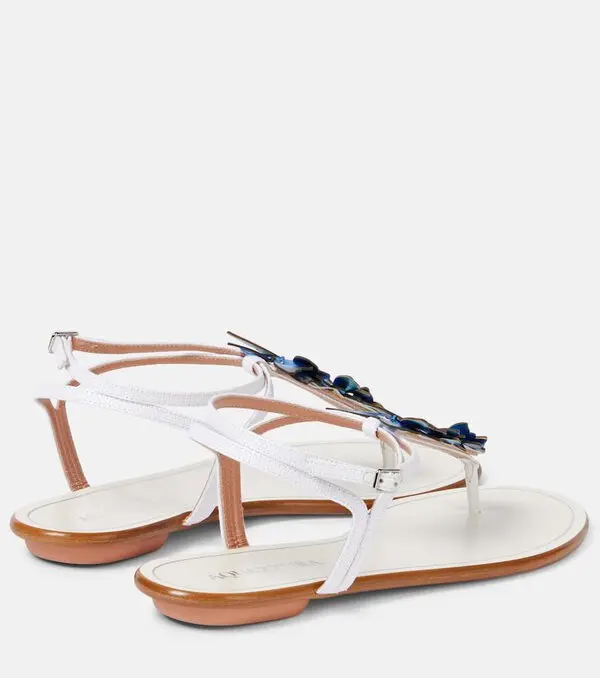 AQUAZZURA Papillon Leather-trimmed Canvas Sandals