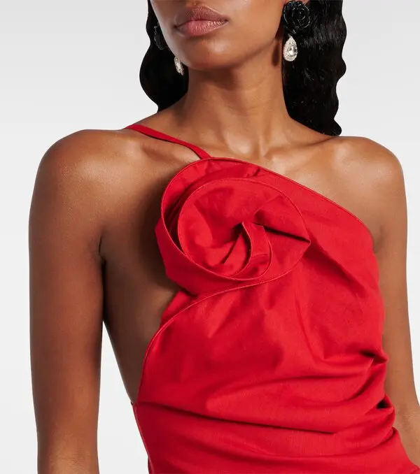 Magda Butrym Floral-applique Ruched One-shoulder Minidress