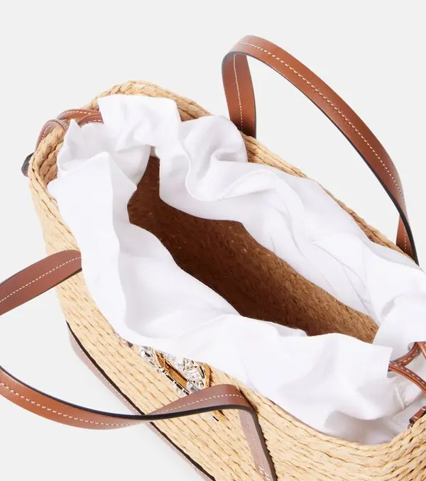 ROGER VIVIER Viv' Skate Small Raffia Tote Bag
