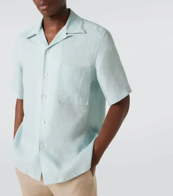 Zegna Linen Bowling Shirt - Blue
