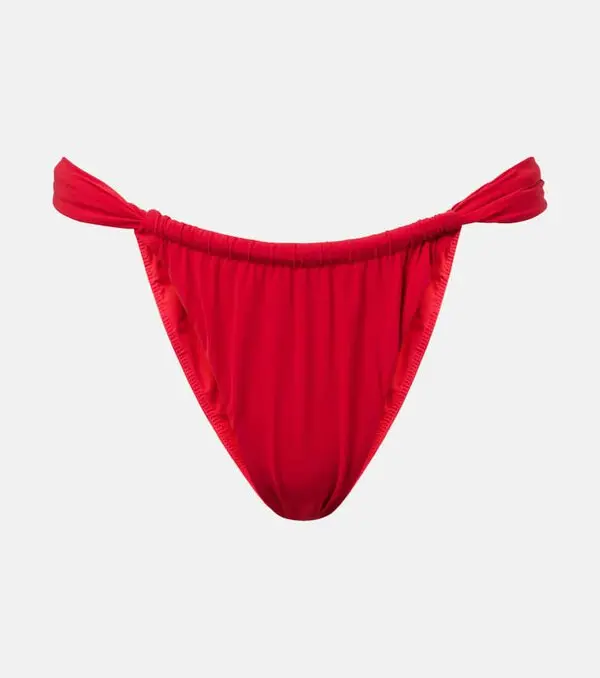 Faithfull The Brand Andez Ruched Bikini Bottom - Red
