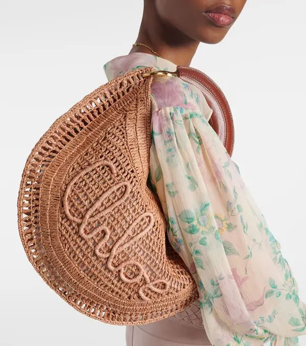 Chloé Raffia-effect Shoulder Bag - Brown
