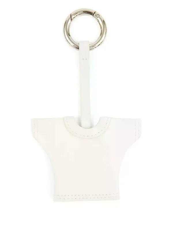 MAISON MARGIELA T-shirt Leather Charm Keyring - White