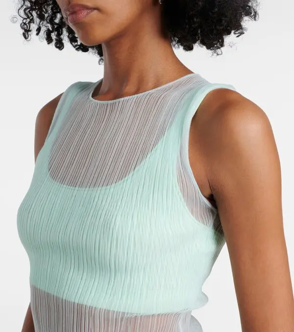 Simkhai Oakley Plisse Tank Top - Green