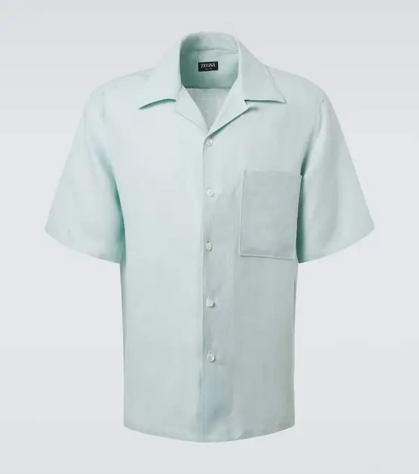 Zegna Linen Bowling Shirt - Blue