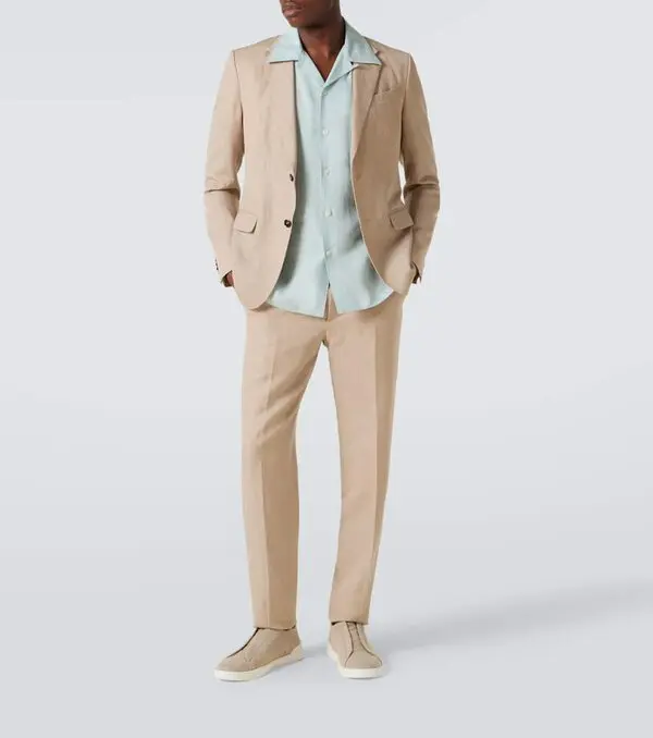 Zegna Linen Bowling Shirt - Blue