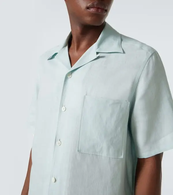 Zegna Linen Bowling Shirt - Blue