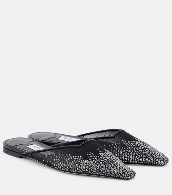 JIMMY CHOO Vivi Embellished Mules - Black