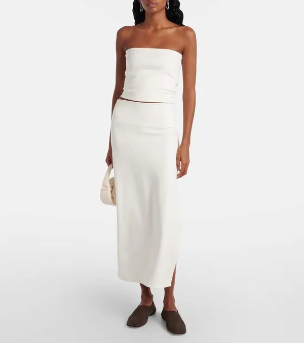 LESET Rio Jersey Midi Skirt - White