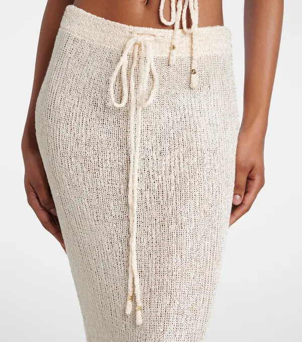 BANANHOT Alma Knitted Maxi Skirt - White