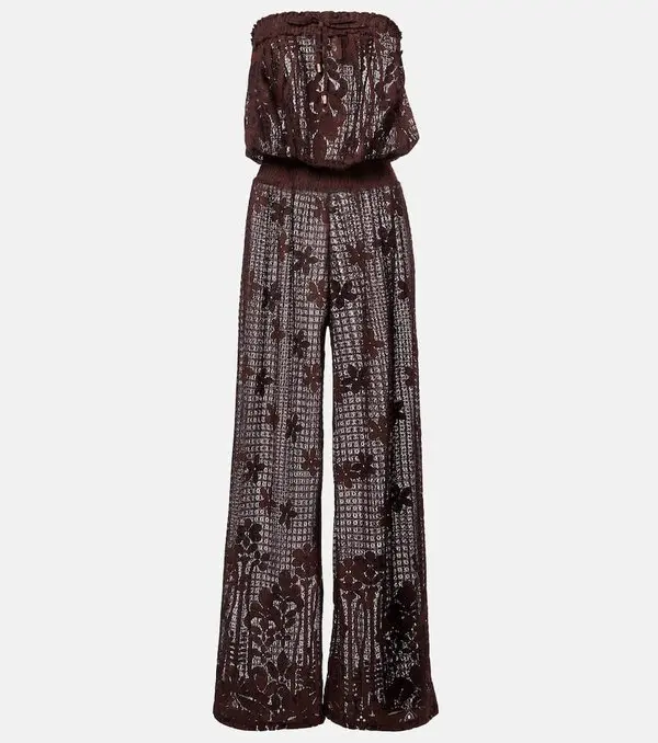 Melissa Odabash Viv Off-shoulder Cotton-blend Jumpsuit - Brown