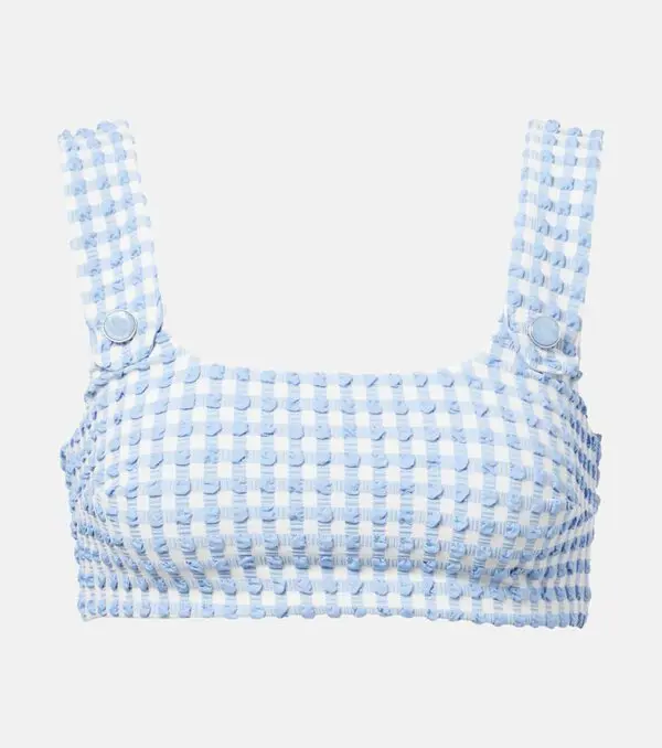 Simkhai Ainsley Gingham Bikini Top - Blue