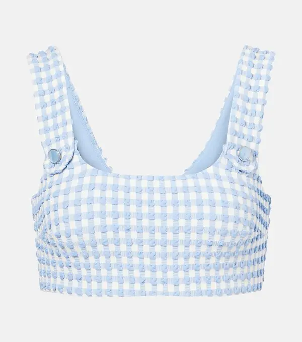 Simkhai Ainsley Gingham Bikini Top - Blue