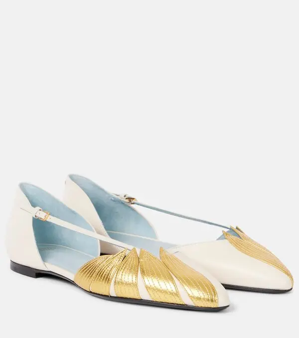 Valentino Garavani - Valentino Garavani Foliefoliage Leather Ballet Flats