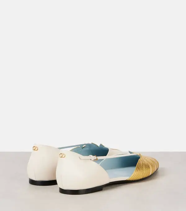 Valentino Garavani - Valentino Garavani Foliefoliage Leather Ballet Flats