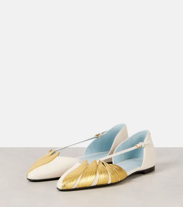 Valentino Garavani - Valentino Garavani Foliefoliage Leather Ballet Flats