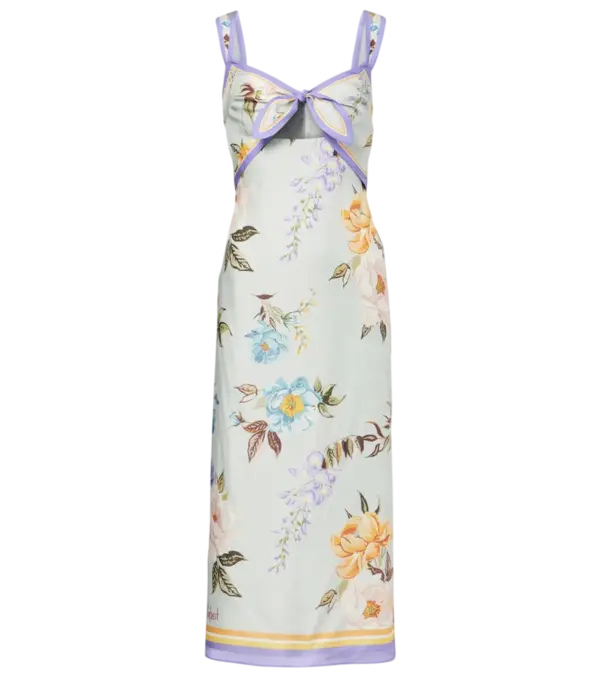 SELF-PORTRAIT Floral Twill Midi Dress