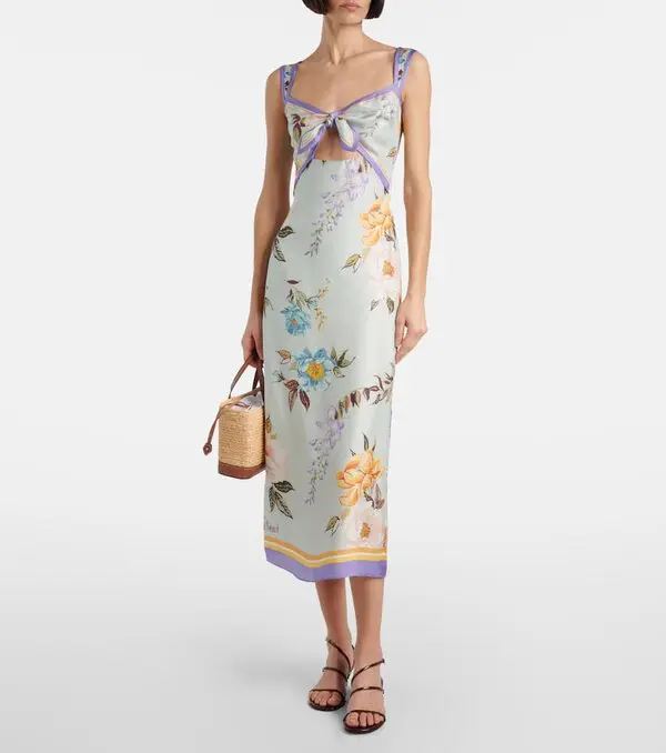 SELF-PORTRAIT Floral Twill Midi Dress
