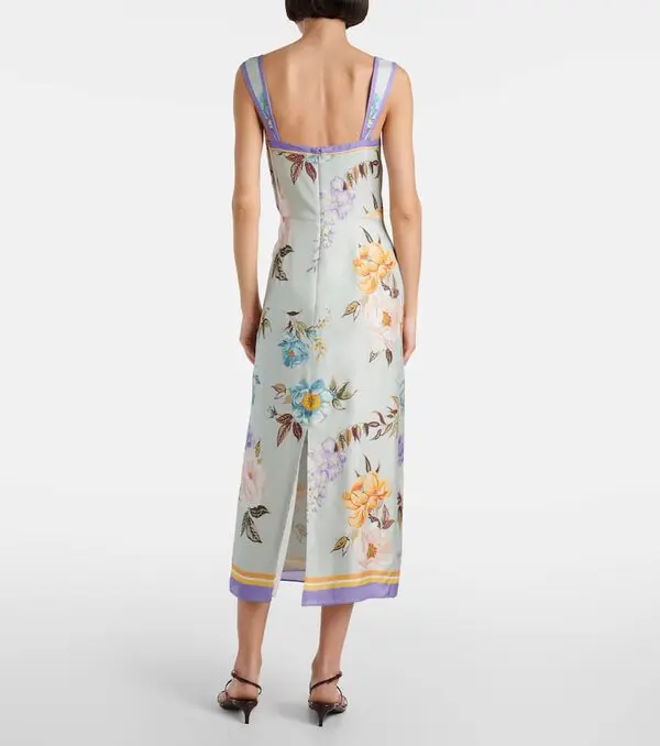 SELF-PORTRAIT Floral Twill Midi Dress