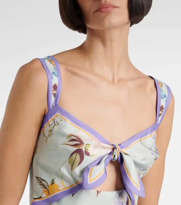 SELF-PORTRAIT Floral Twill Midi Dress