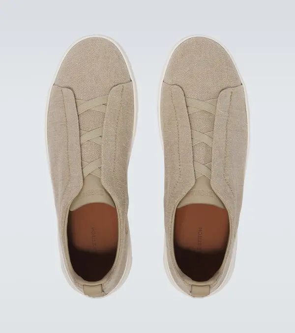 Zegna Triple Stitch Canvas Sneakers - Beige