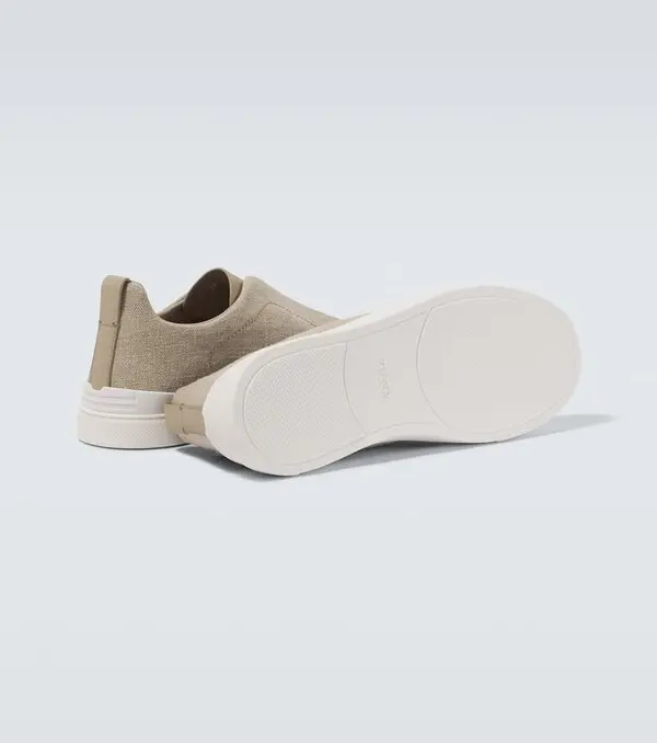 Zegna Triple Stitch Canvas Sneakers - Beige