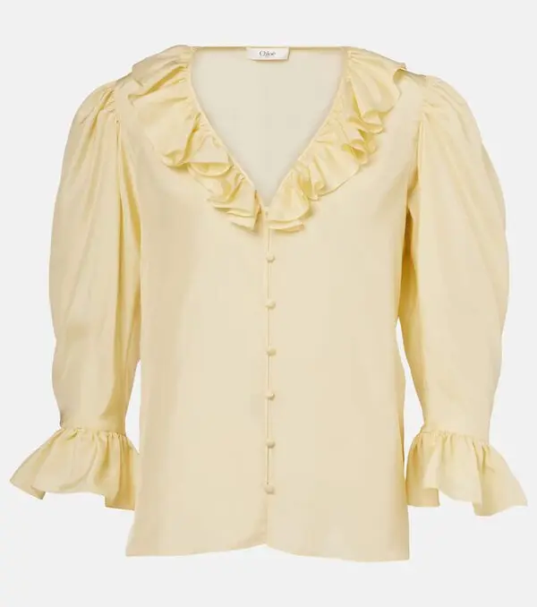 Chloé Ruffled Silk Habutai Blouse