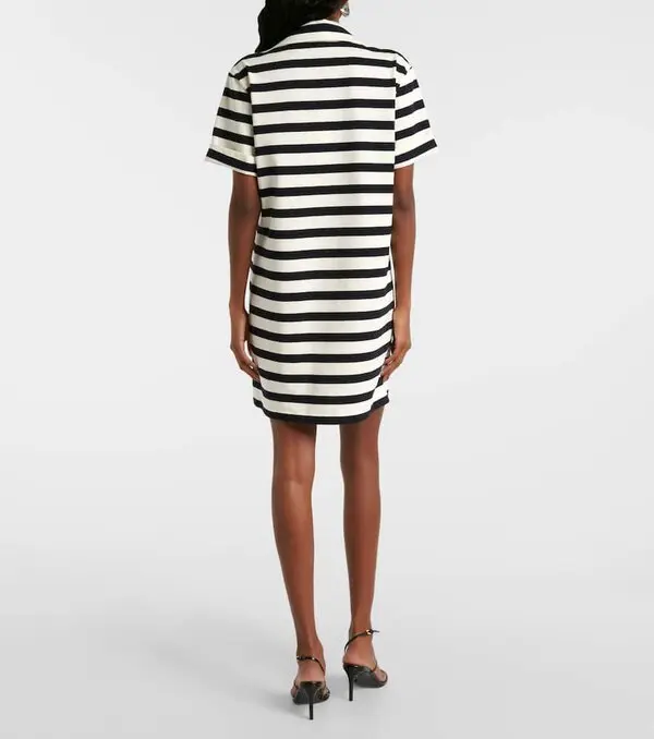 Veronica Beard Cayden Striped Cotton Polo Shirt Dress
