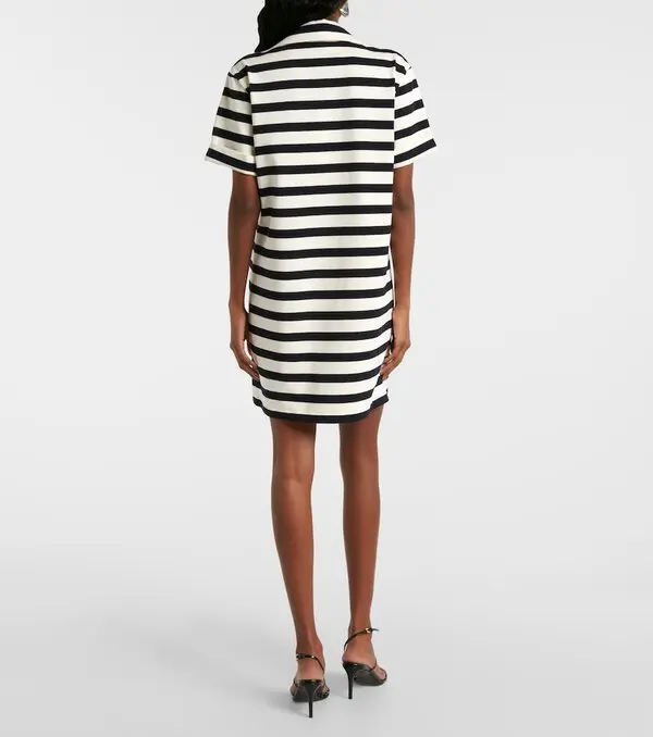 Veronica Beard Cayden Striped Cotton Polo Shirt Dress