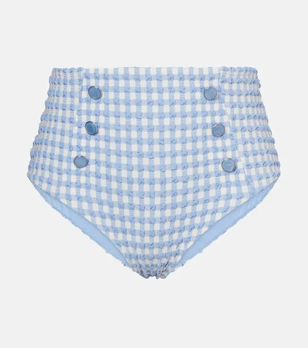 Simkhai Ginger Gingham Bikini Bottom - Blue