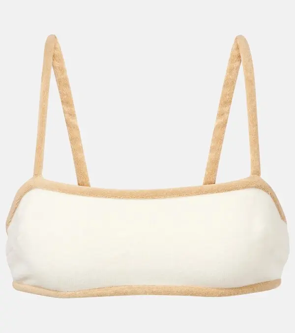 ADRIANA DEGREAS Cotton-blend Terry Crop Top - White