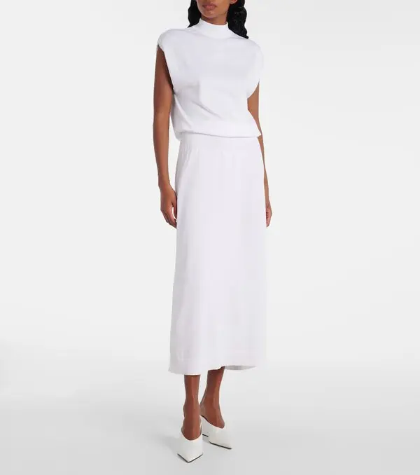 Alaïa Column Cotton Midi Dress