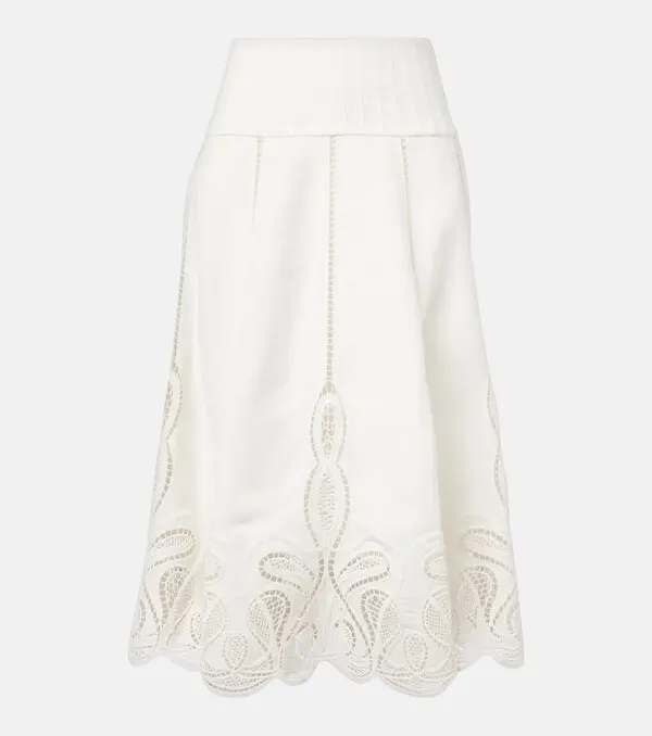 Simkhai Kaius Lace-trimmed Midi Skirt - White