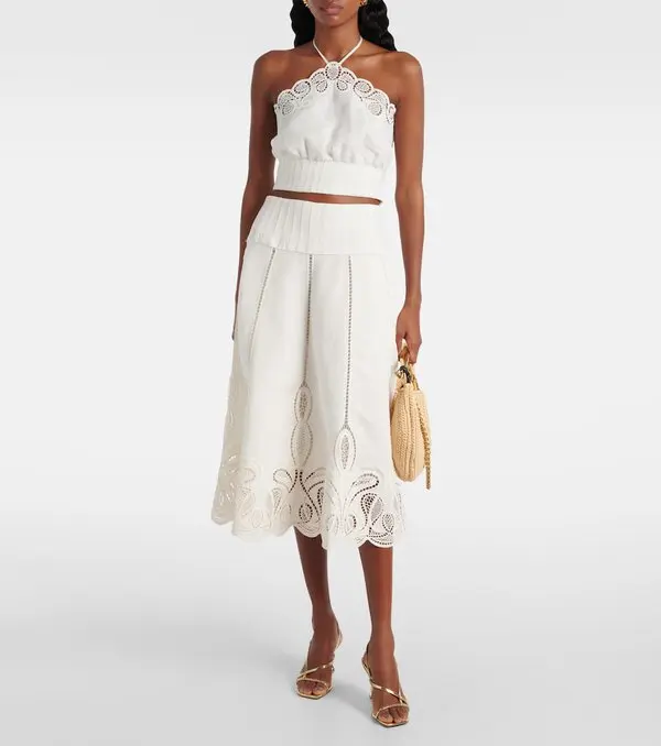Simkhai Kaius Lace-trimmed Midi Skirt